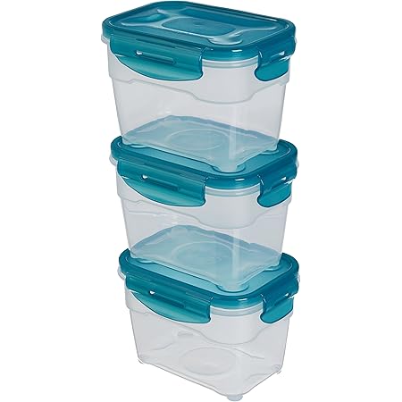 Amazon Basics Air-Locked 3-Piece Food-Storage Set, 3 x 1.0 Liter ...