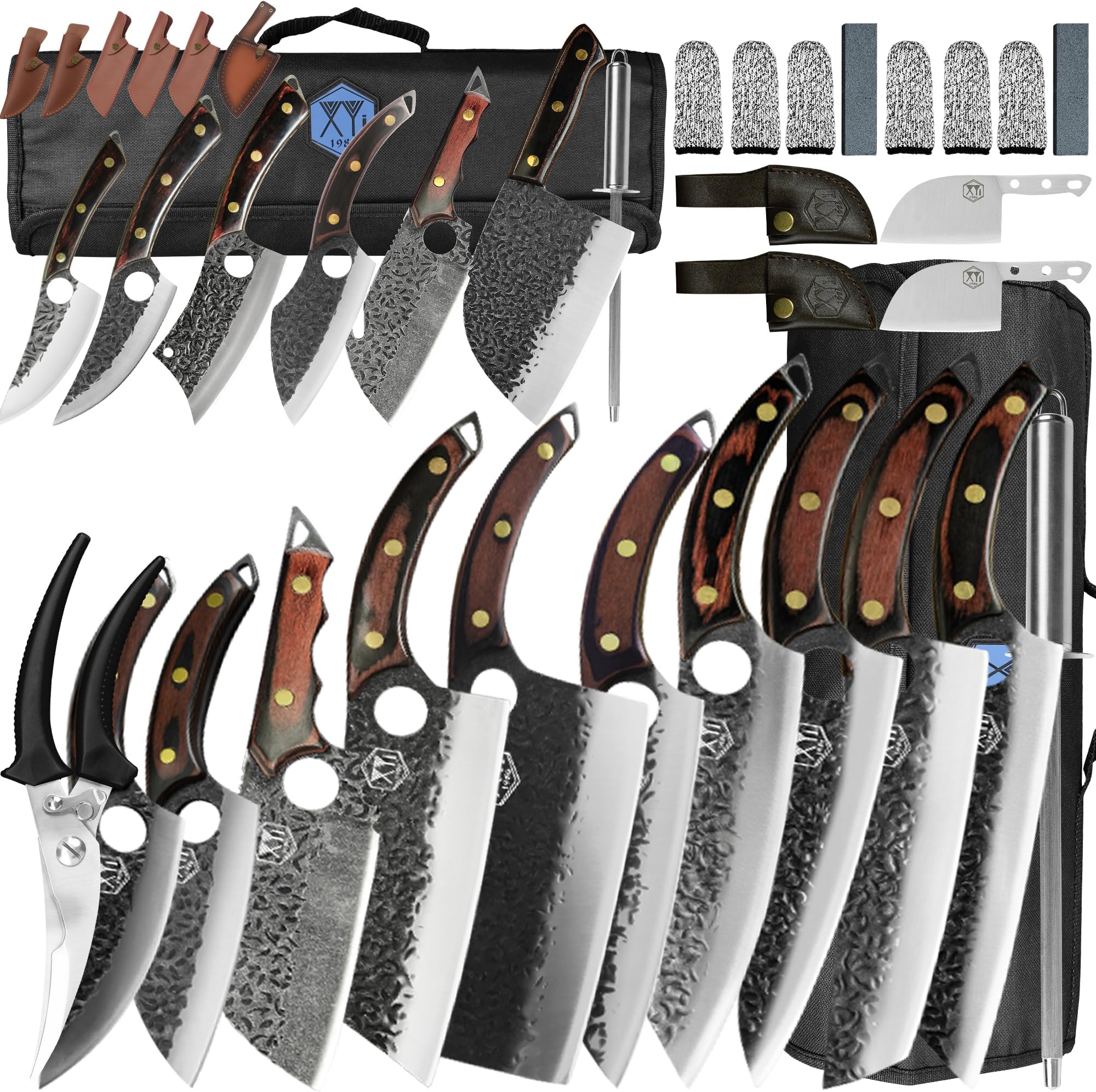 Amazon.com: XYJ Protable Knife Bag Set Forged Camping Chef Knives Come ...