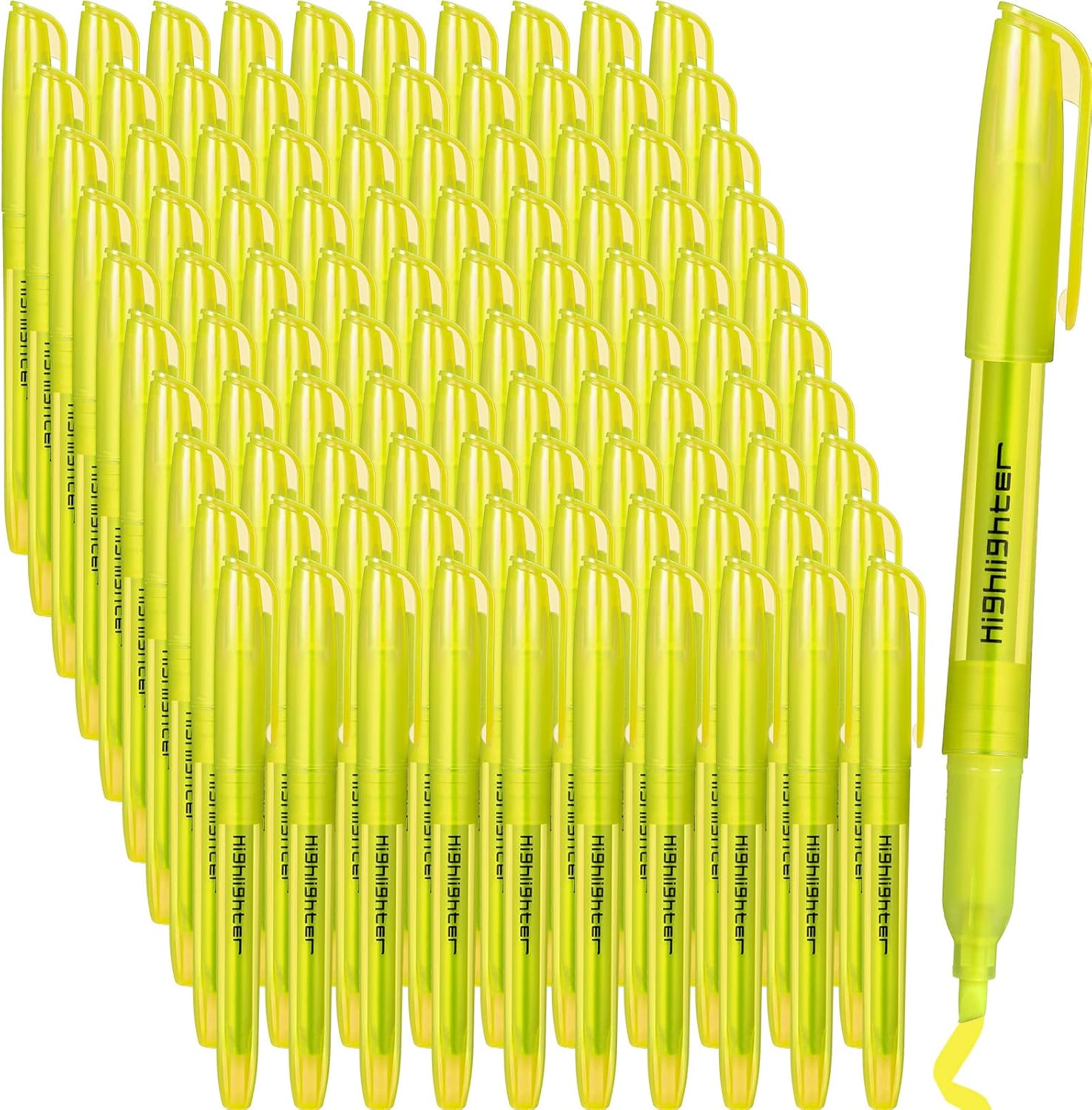 Amazon.com : Thenshop 100 Pcs Yellow Highlighters Bulk Pocket Style Gel ...