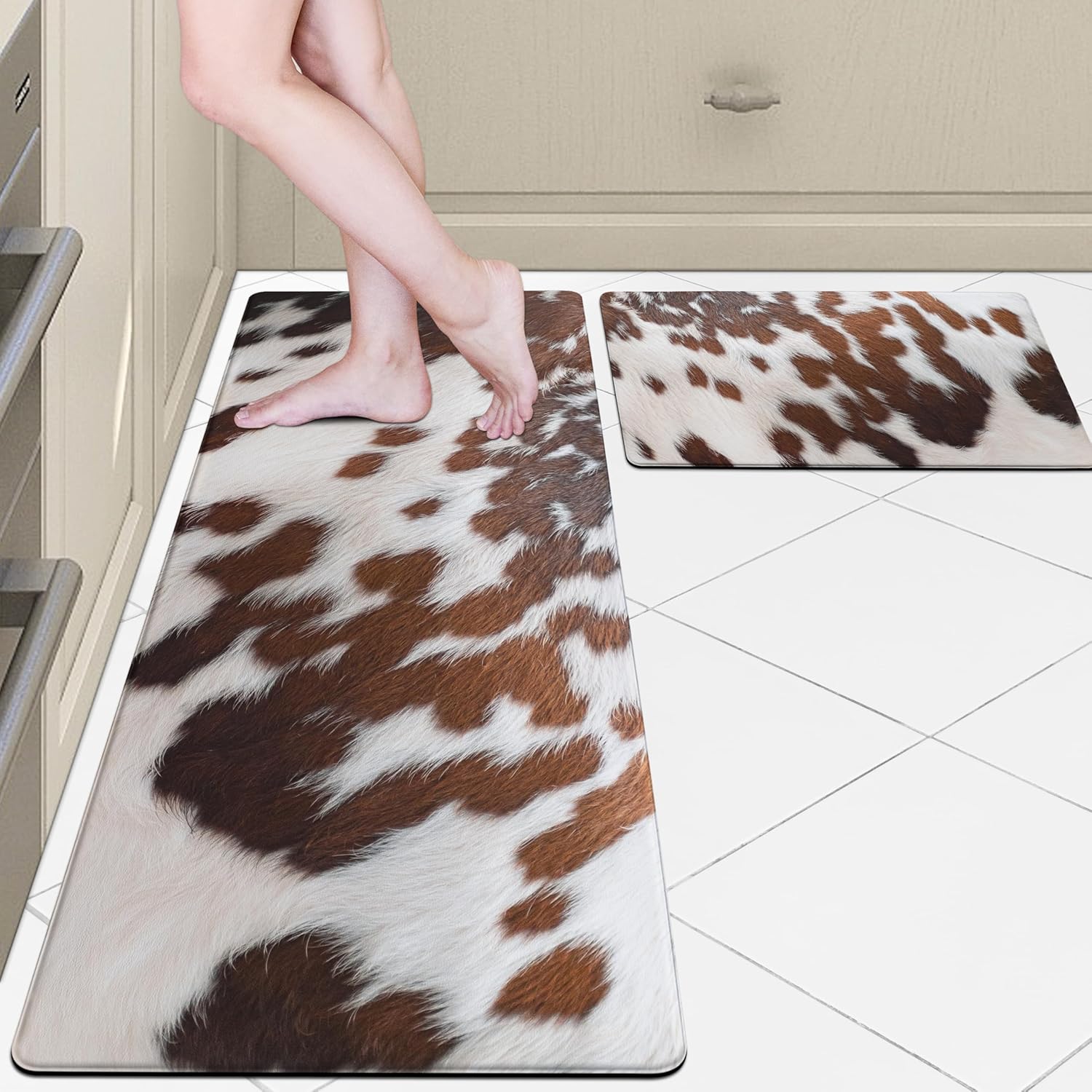 Amazon.com: Cowhide Kitchen Rugs and Mats Set of 2 Western Kitchen ...