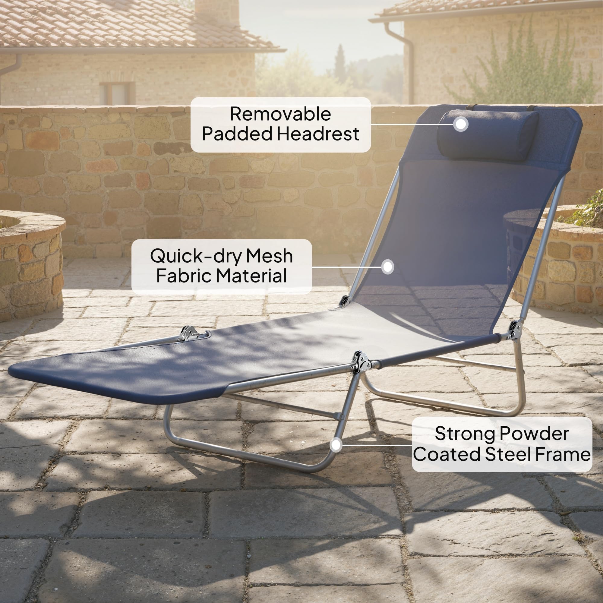 Snapklik.com : Outsunny Folding Chaise Lounge Chair, Pool Sun Tanning ...