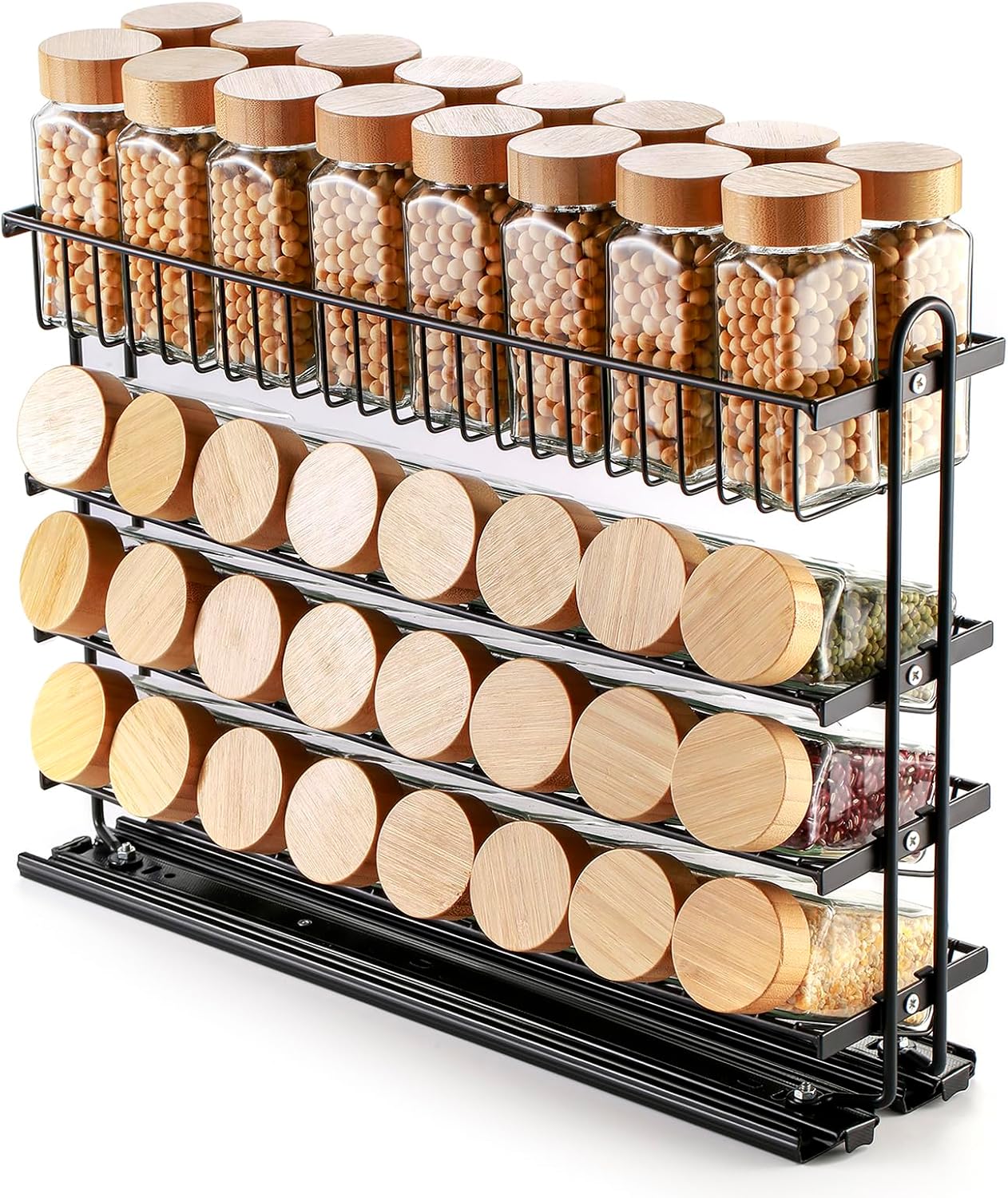 Amazon.com: Glolaurge Pull Out Spice Rack Organizer for Kitchen Cabinet ...