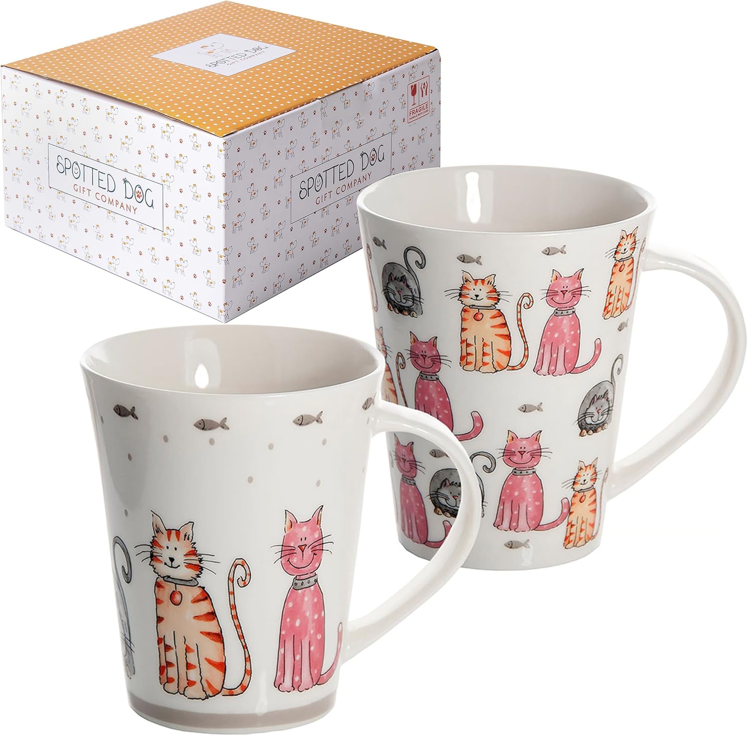 SPOTTED DOG GIFT COMPANY Mugs Set of 2 Coffee Tea Cups for Hot Drinks ...