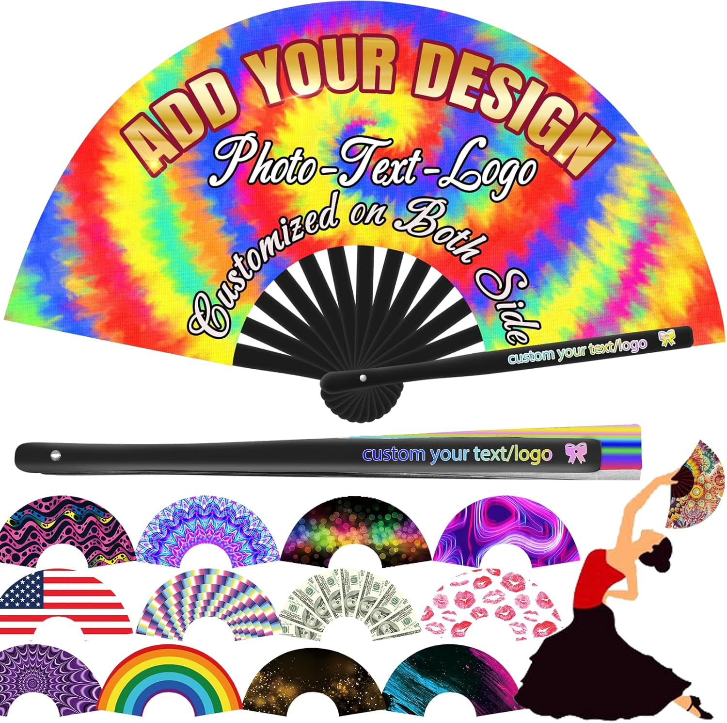 Amazon.com: WJunEYao 100 Pcs Custom Fans for Dancing Personalized Line ...
