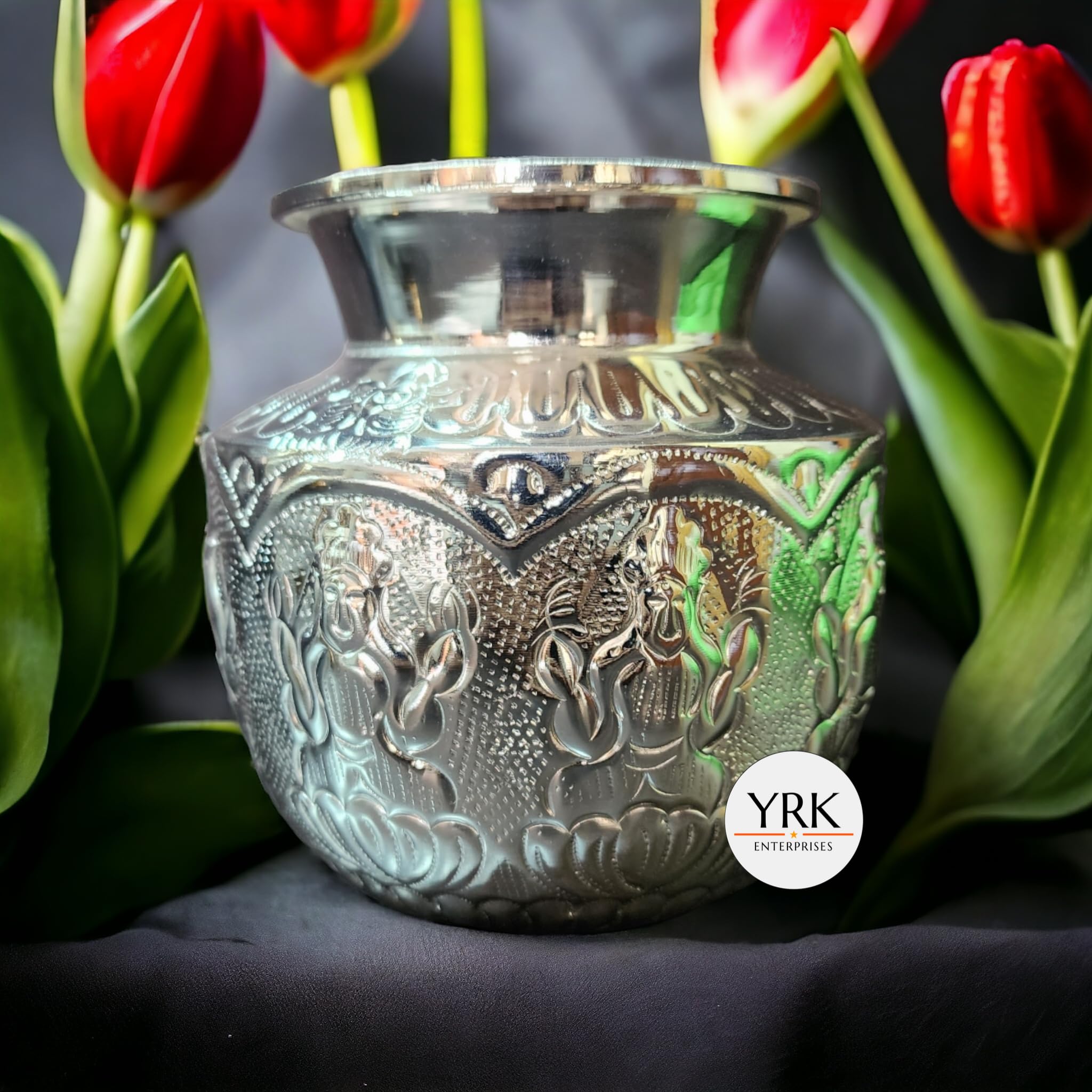 Buy YRK German Silver Asta Lakshmi Kalasham 5 Inch | Ashta Lakshmi ...