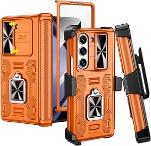 Amazon.com: VEGO for Galaxy Z Fold 5 Case with Belt Clip Holster, 360°Ring Magnetic Kickstand ...