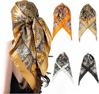 Amazon.com: Head Scarf, Lightweight Fashion 4 Pcs Elegantes Like Silk ...