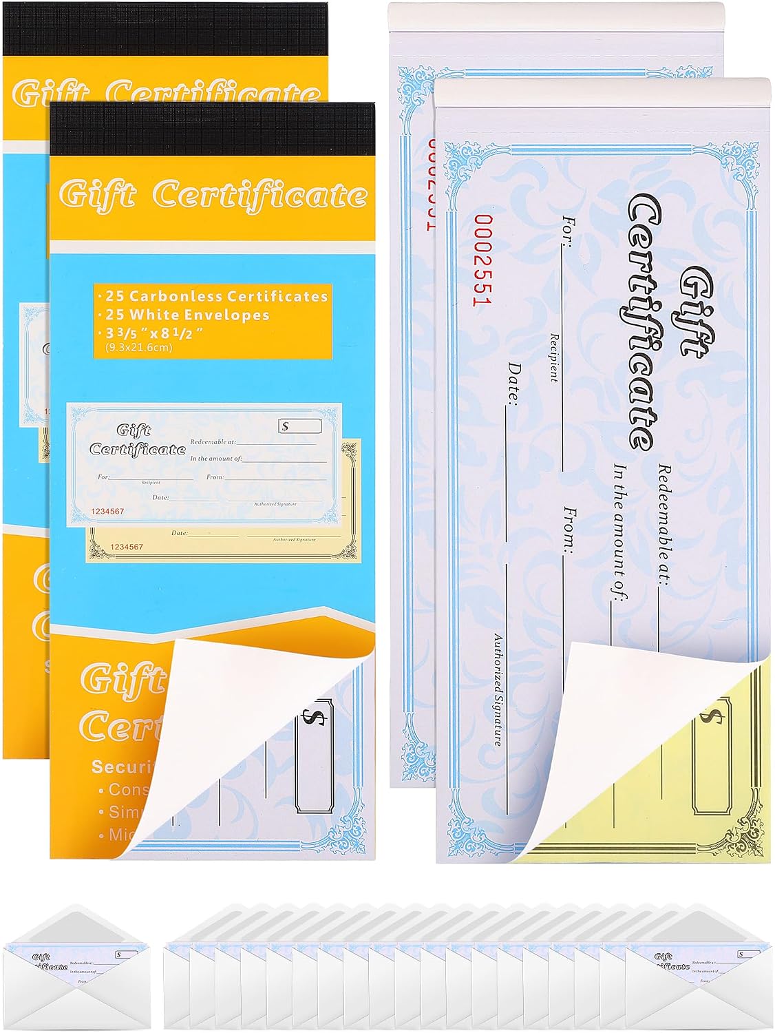 Amazon.com : Zhanmai Gift Certificate Book with Stub 25 Per Pack with ...