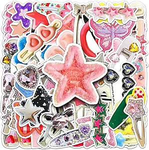 Amazon.com: Hair Clips Stickers 50pcs Cute Waterproof Colorful Girls ...