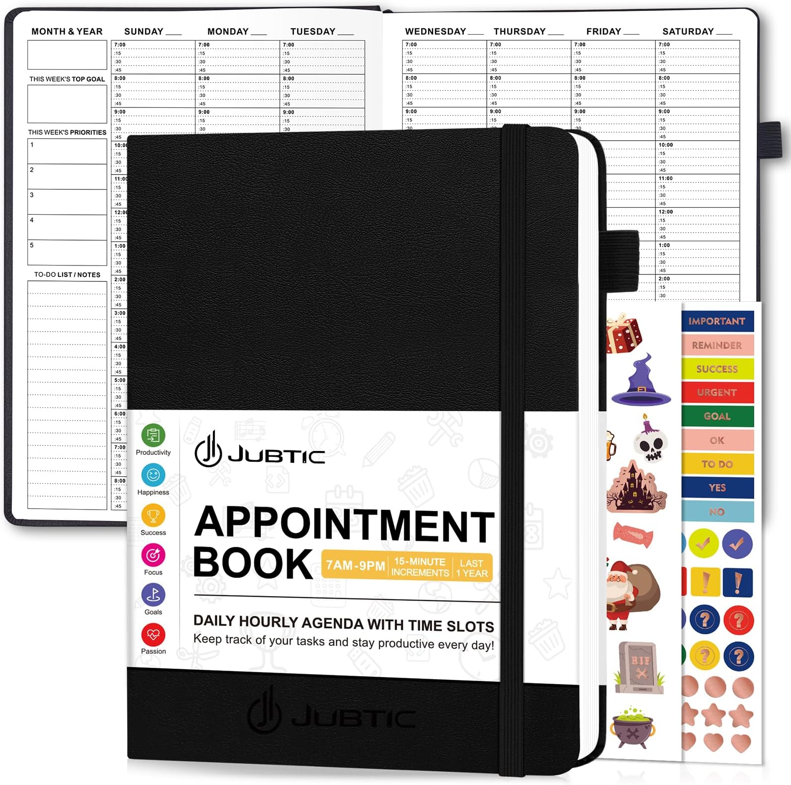 Amazon.com : JUBTIC Hourly Planner Undated, Appointment Book 2024 ...