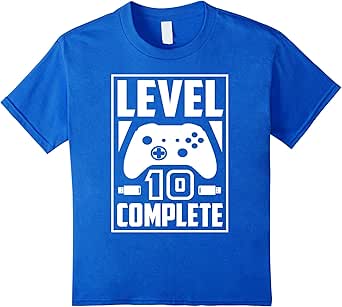 Amazon.com: Level 10 Complete Video Gamer Geek Boys 10th Birthday Shirt ...