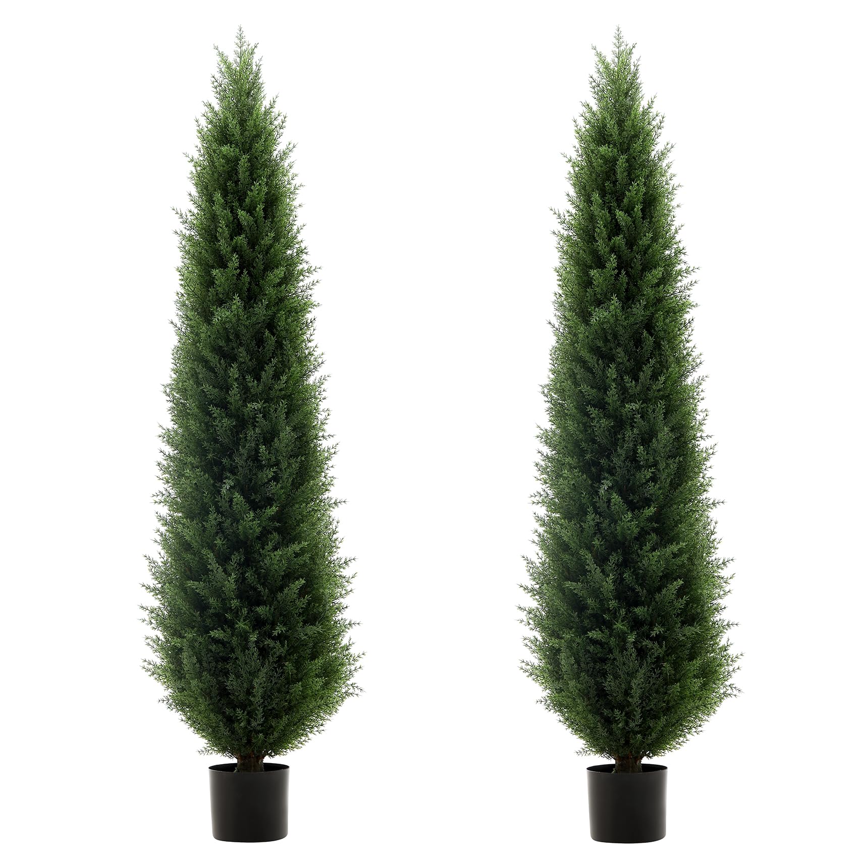 5 ft Artificial Cedar Topiary Trees, 2 Pack Uv Resistant Faux Outdoor Plants, Front Door Pine ...