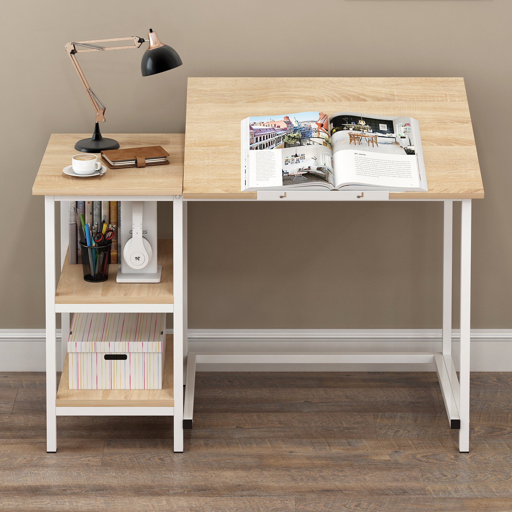 CherryTree Furniture Computer Desk Drawing Drafting Table with Tilt Top ...