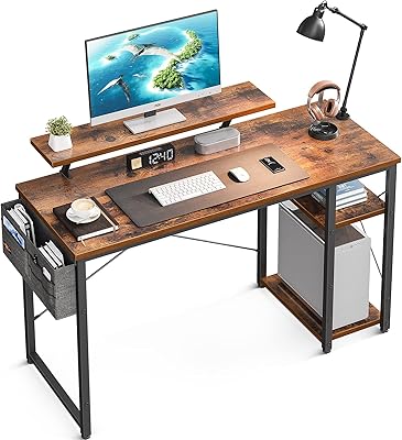 Amazon.com: LOVEZ Computer Desk with Storage Shelves/Keyboard Tray ...
