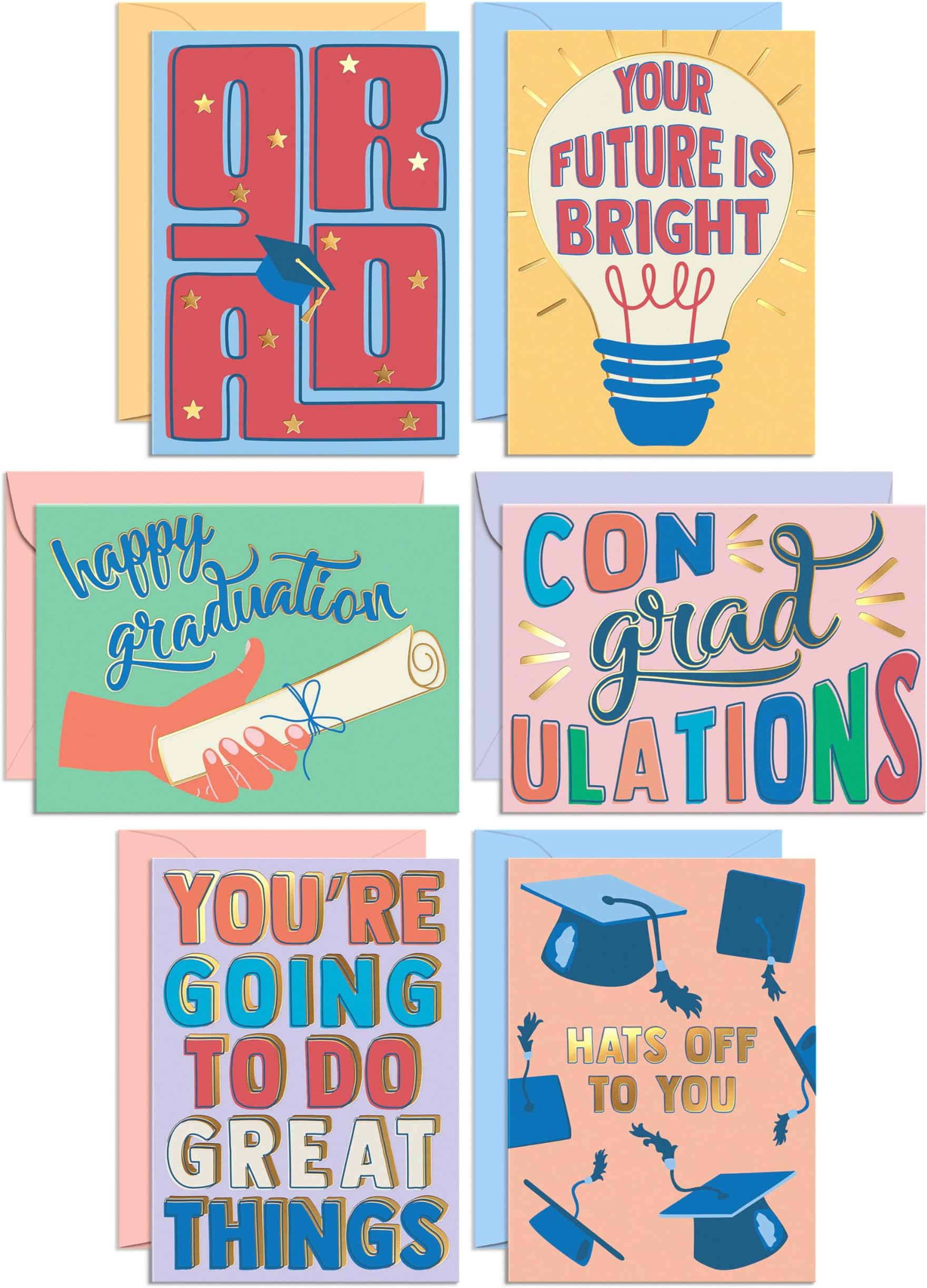 S&O Set of 24 Assorted Graduation Cards with Envelopes 2025 - Fun ...