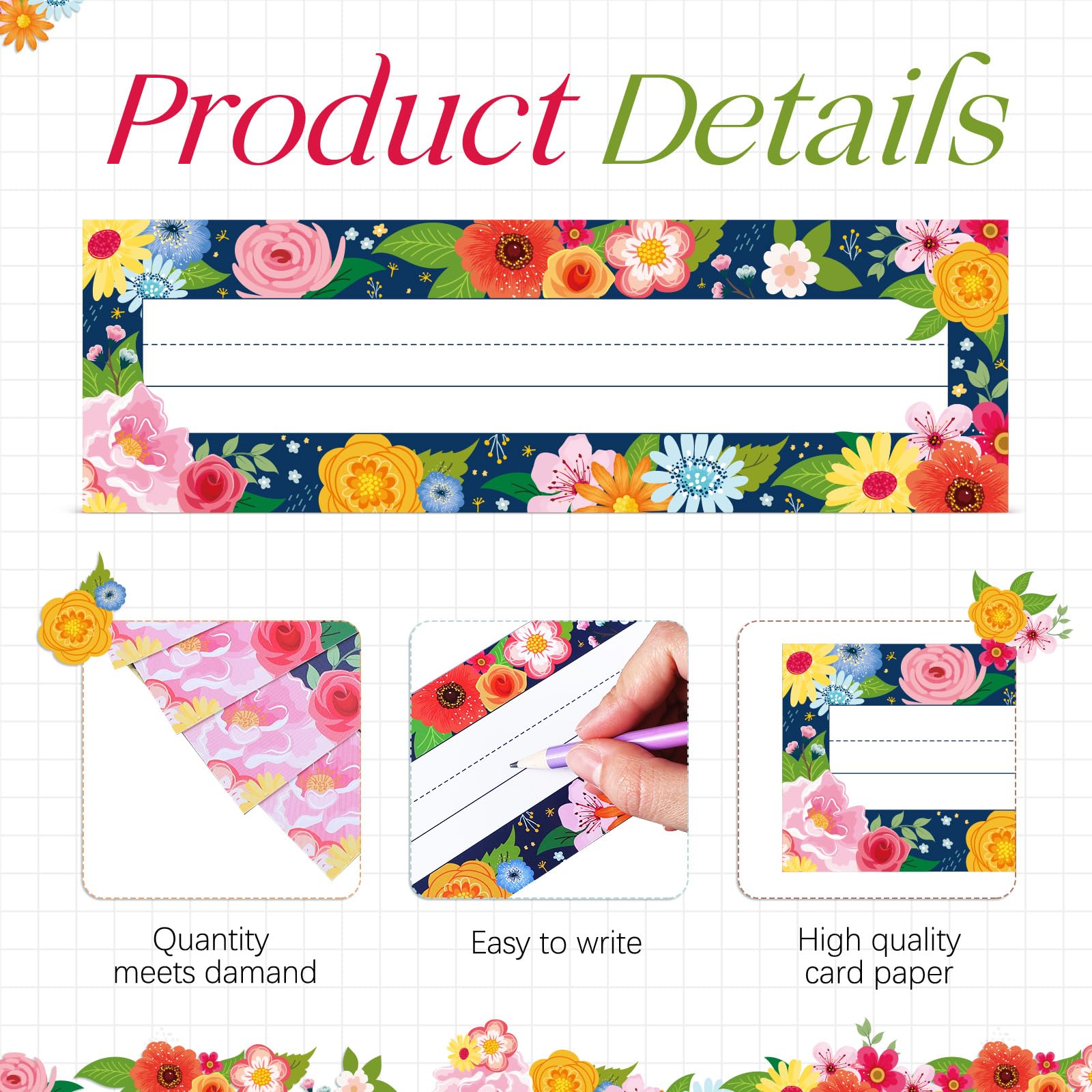 Snapklik.com : 60 Sheets Wildflowers Name Plates For Classroom Die Cut ...