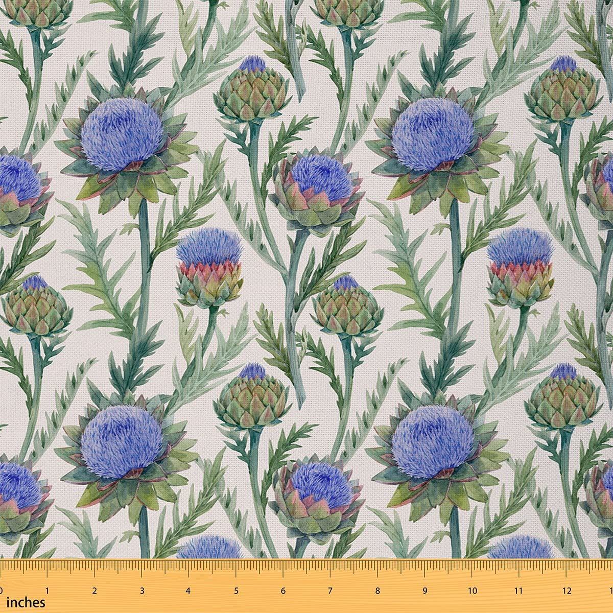 Amazon.com: Watercolor Protea Fabric by The Yard Purple Green Retro ...