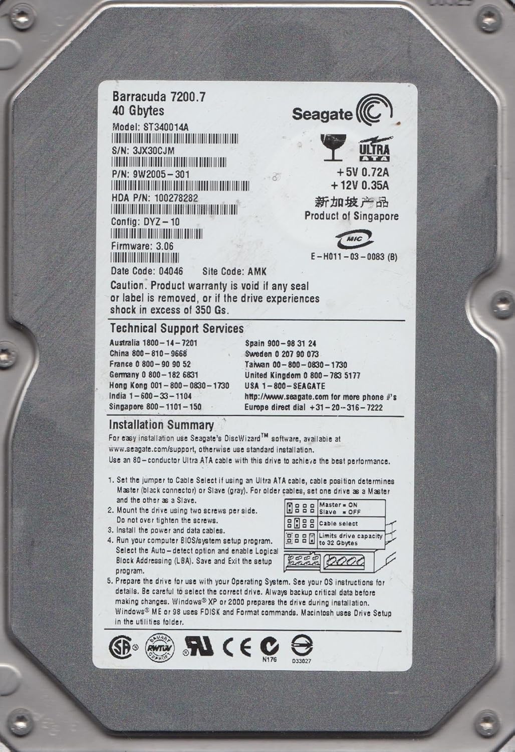 Seagate Barracuda 7200.7 ST340014A - Hard Disk Drive 3,5" 7200 rpm ...
