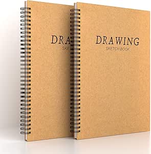 2 Pack A4 Sketchbook Spiral Bound Sketchbook 160gsm White Drawing Paper - Drawing Pad 60 Pages ...