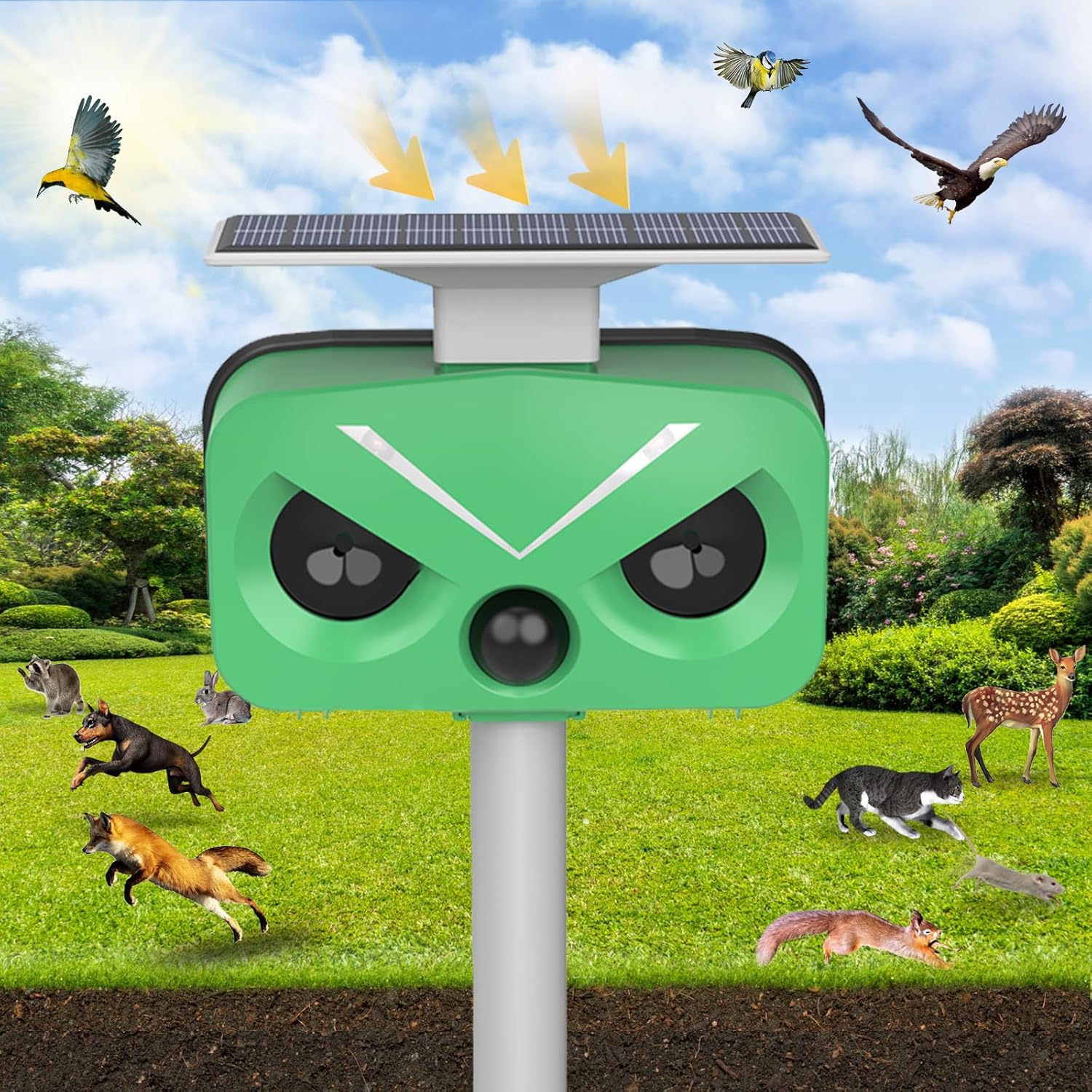 Amazon.com: Upgraded Solar Ultrasonic Animal Repellent, Outdoor Powered ...