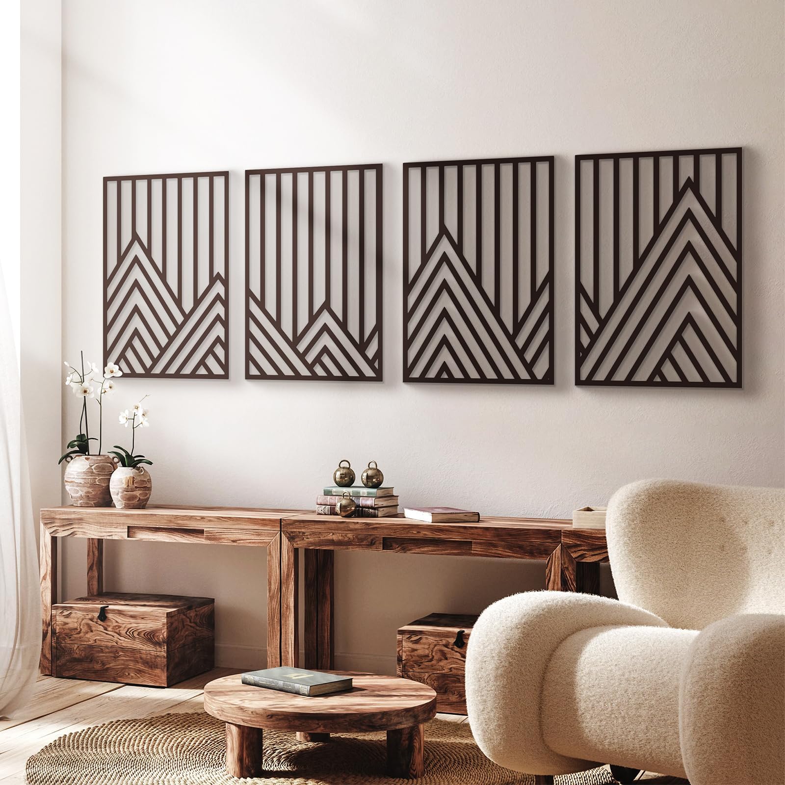 Amazon.com: Peryiter 3 Pcs Mountain Metal Wall Art Mountain Line Wall ...