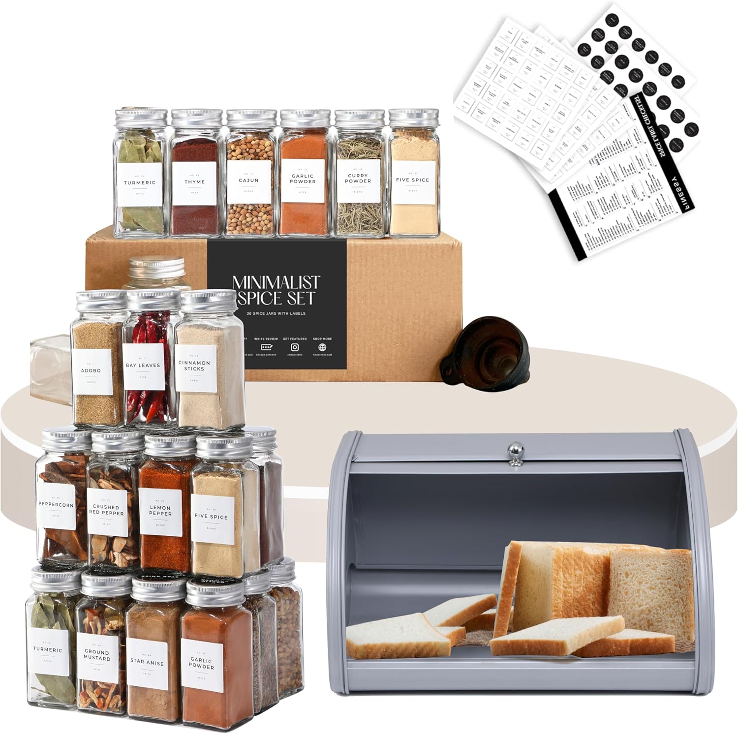 Amazon.com - Glass Spice Organization for Cabinet, 24 Pcs Small Empty ...