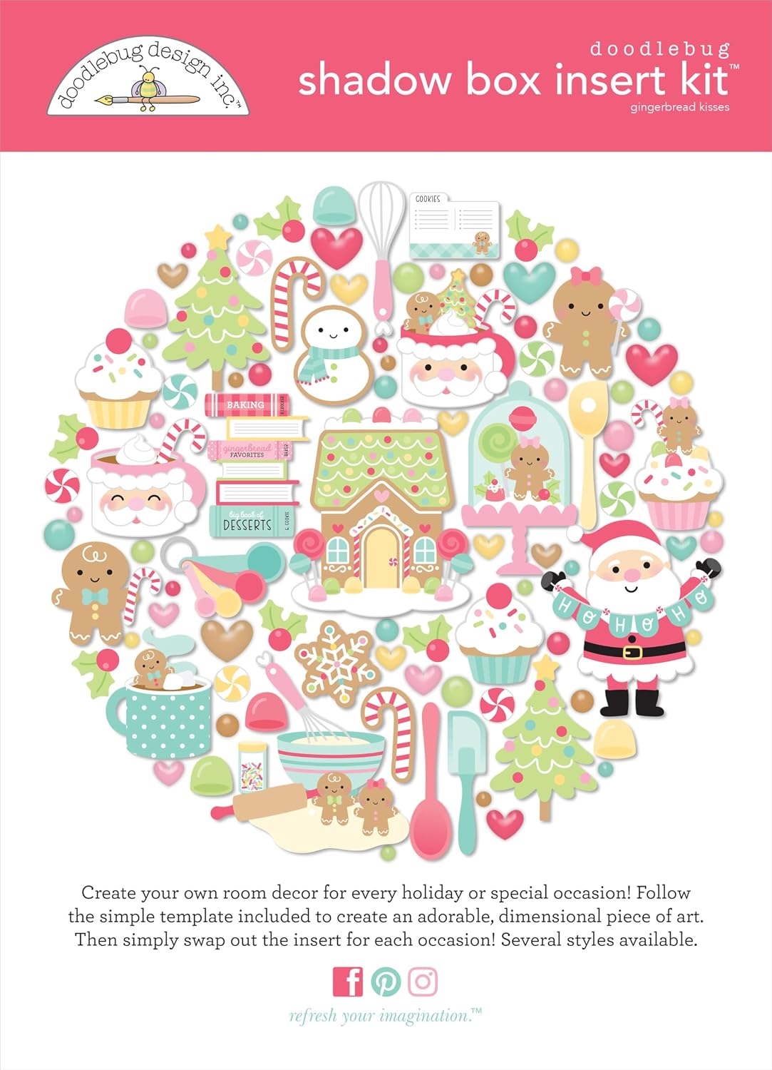 Amazon.com - Doodlebug Design Shadow Box Insert Kit-Gingerbread Kisses ...