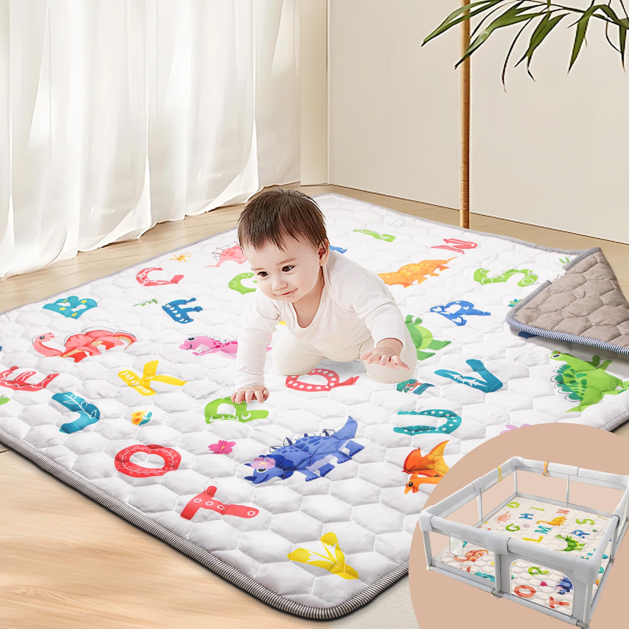 Amazon.com: Baby Play Mat 50" X50", Premium Foam One-Piece Crawling Mat ...