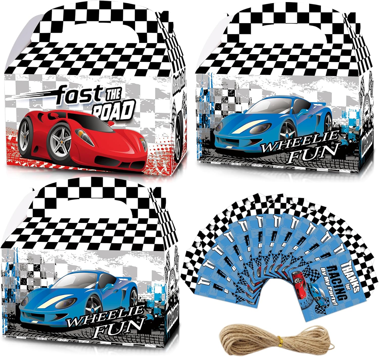 Amazon.com: HAPPARTY 24PCS Race Car Party Favor Gift Boxes With Thank ...