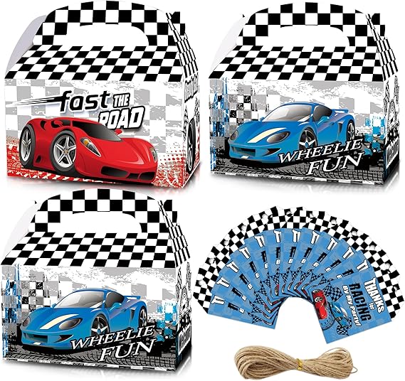 Amazon.com: HAPPARTY 24PCS Race Car Party Favor Gift Boxes With Thank ...
