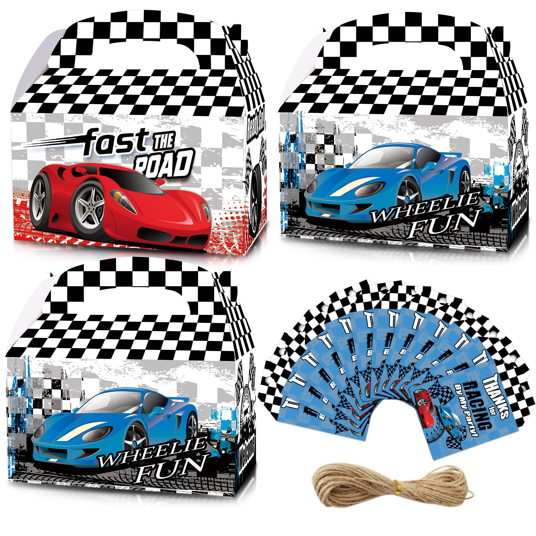 Amazon.com: HAPPARTY 24PCS Race Car Party Favor Gift Boxes With Thank ...