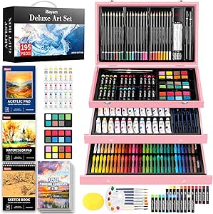 Amazon.com: iBayam Deluxe Art Set, 195-Pack Artist Gift Box, Arts and Crafts Drawing Painting ...