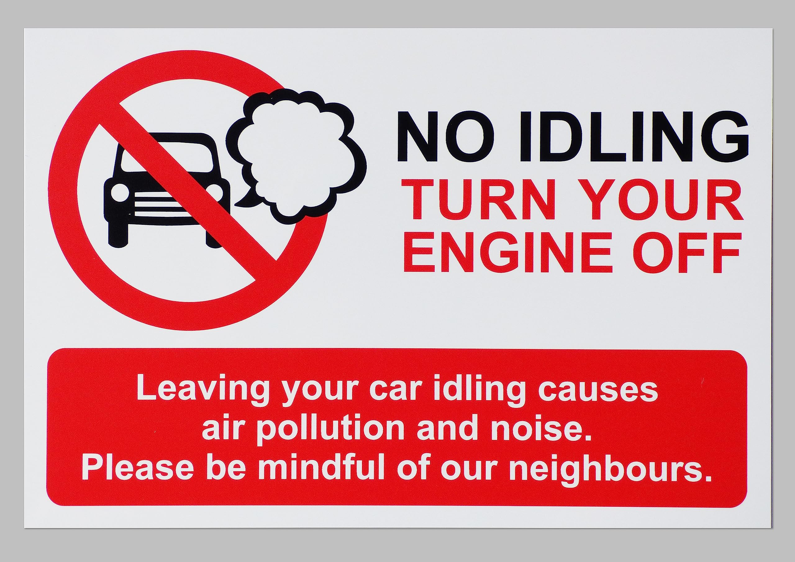 No idling turn your engine off safety sign - Self adhesive sticker (200mm x 150mm) : Amazon.co ...