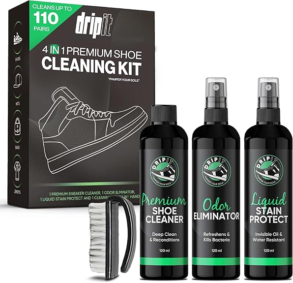 Shoe Cleaner Kit 120ml Cleaning Kit with Brush,Odor Eliminator & Stain ...