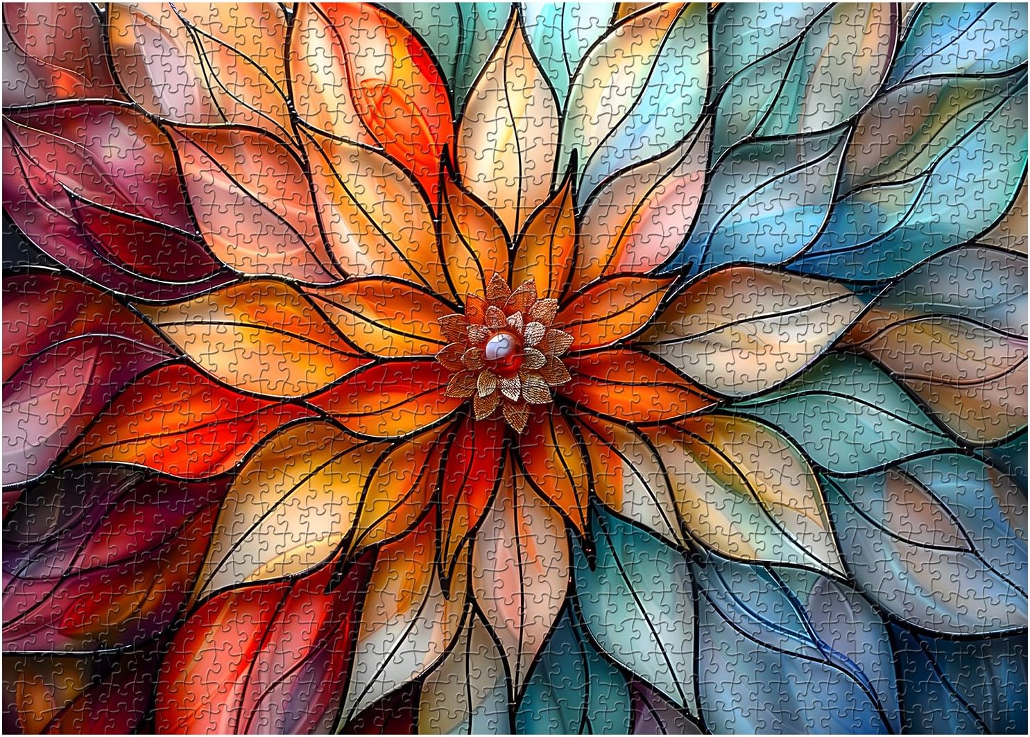Amazon.com: PICKFORU Flower Stained Glass Puzzles for Adults 1000 ...