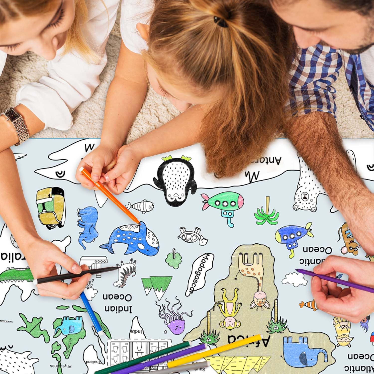 Snapklik.com : Giant World Map Coloring Poster For Kids - 54 X 33 Inch ...