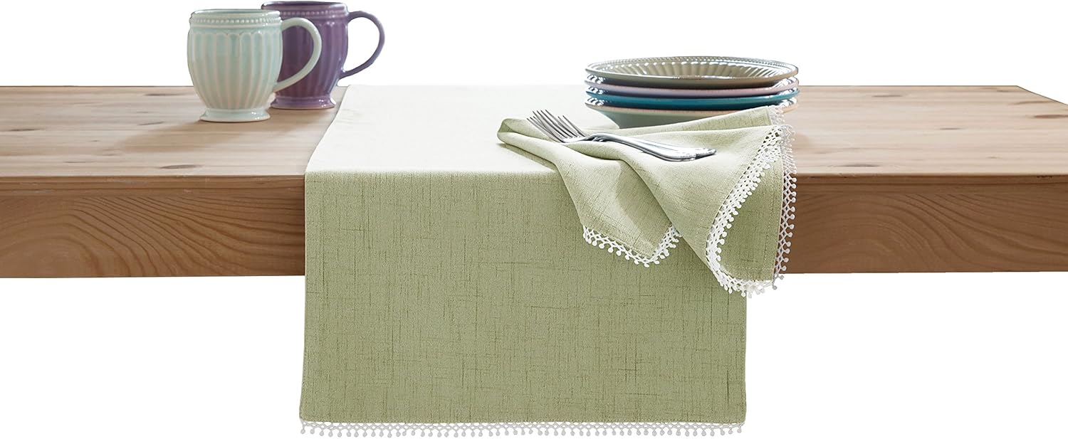 Amazon.com: Lenox French Perle Table Runner 70" Pistachio : Home & Kitchen