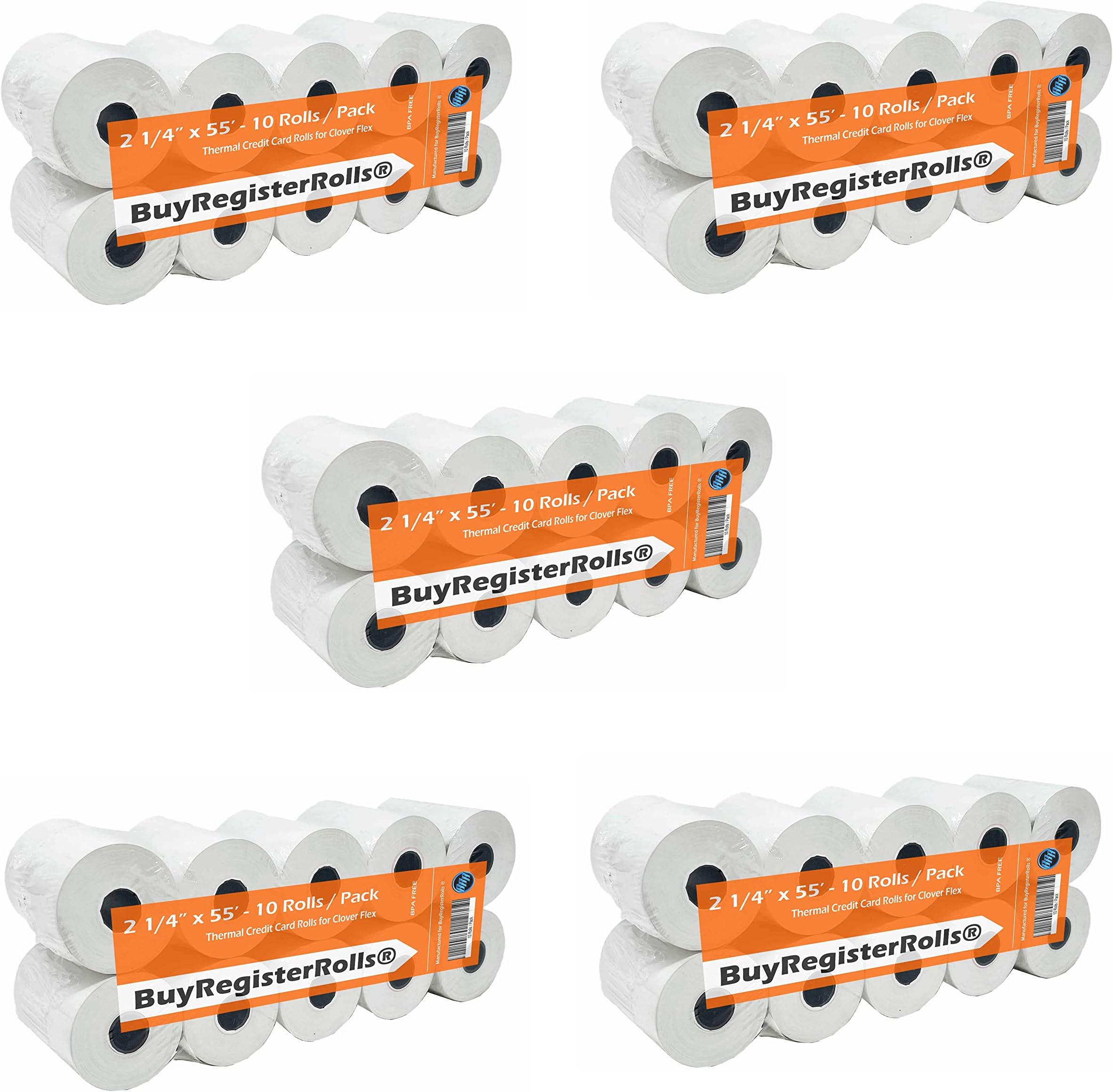 Amazon.com : (50 Rolls) 2 1/4 x 55 Thermal Paper Rolls (57mm x 30mm ...