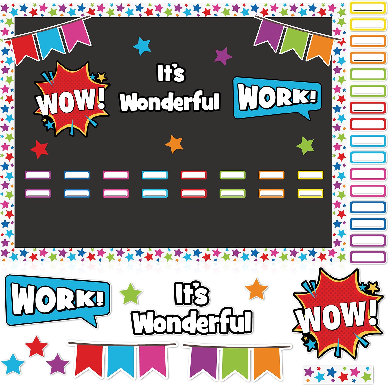Amazon.com : Thyle 94 Pcs Wow Work Bulletin Board Set Classroom ...