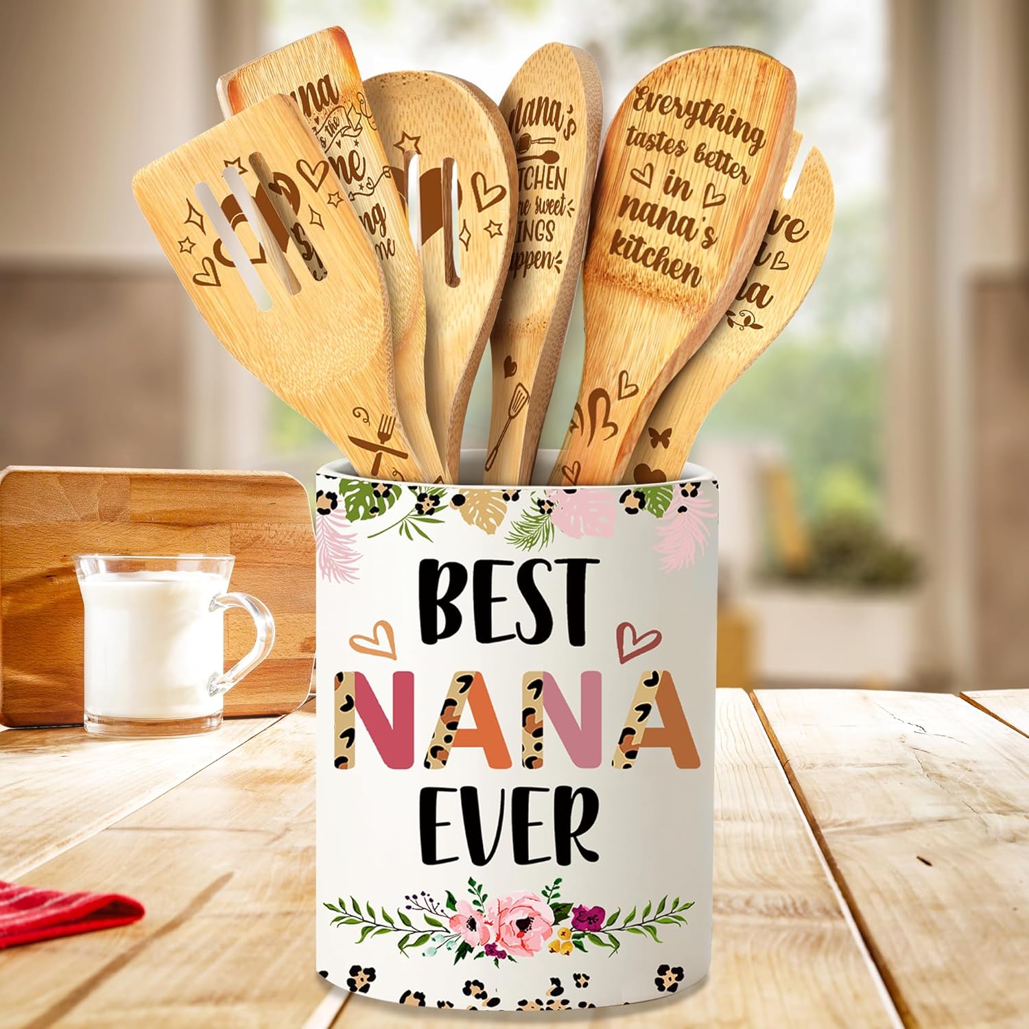 Amazon.com: Taesun Nana gifts, Nana Grandma Ceramic Utensil Holder with ...