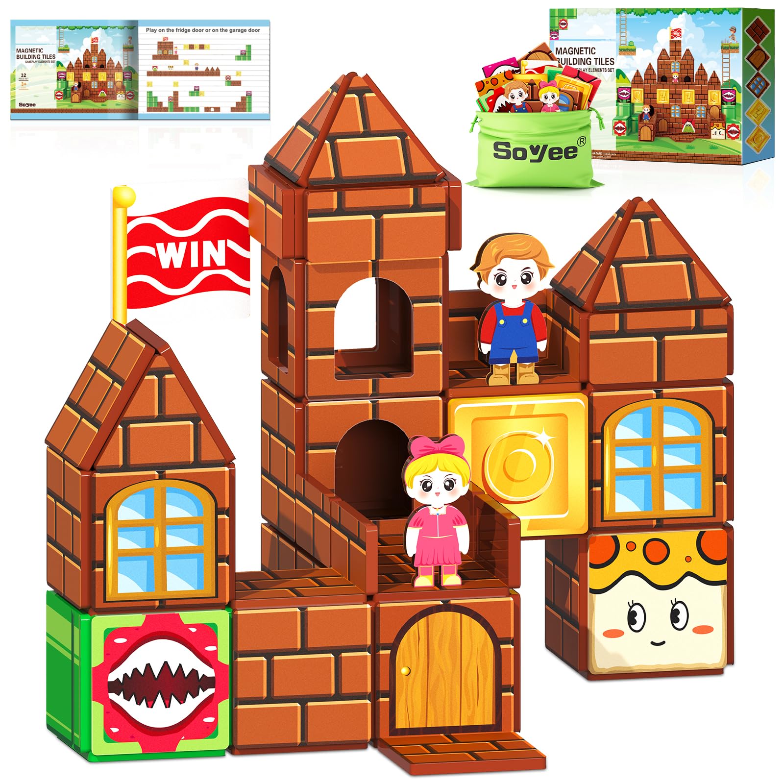 Amazon.com: Magnetic Tiles Toddler Kids Toys Construction Building Toys ...