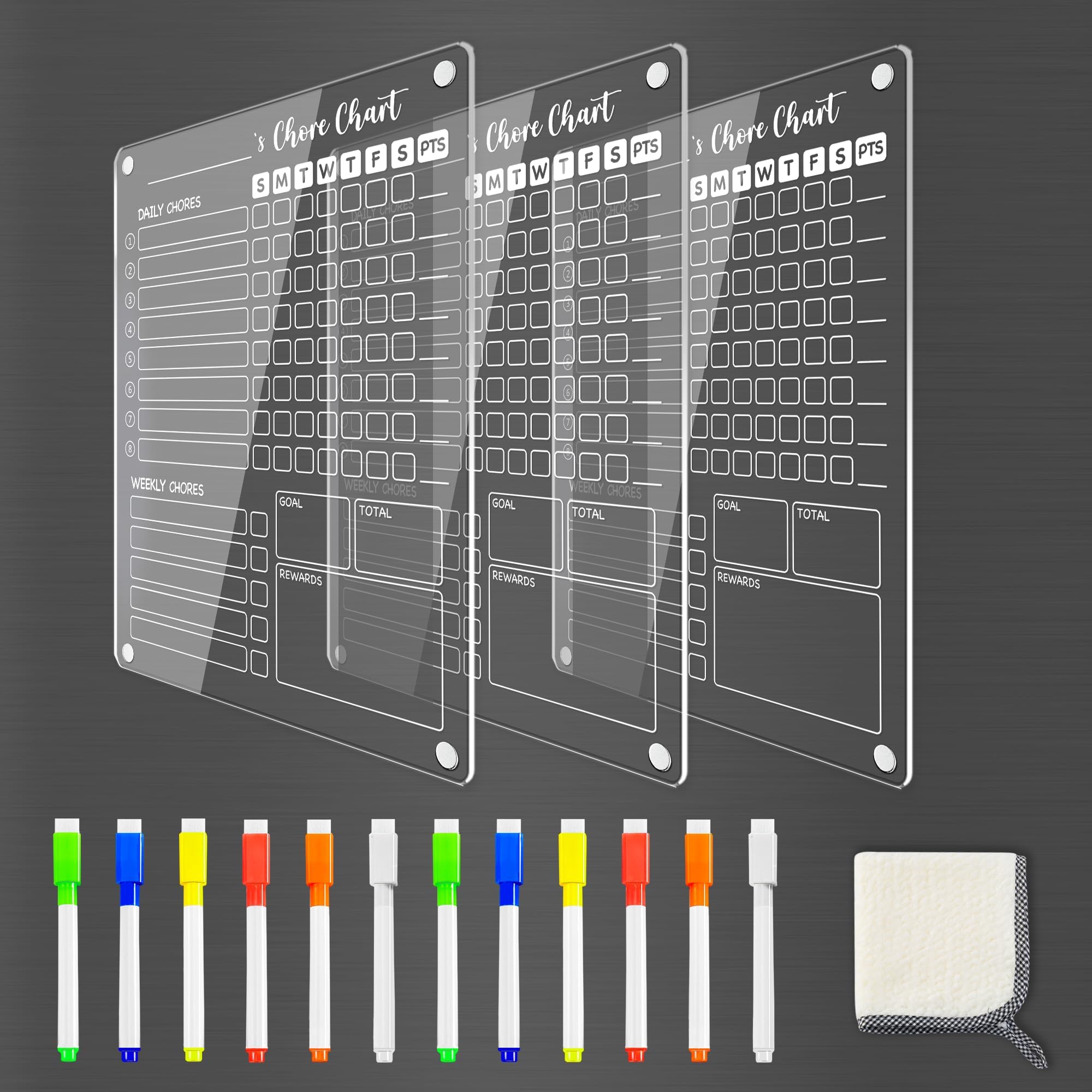 Amazon.com: Magnetic Acrylic Chore Chart for Kids, 9" X 12" Chore Chart for Kids Multiple Kids ...