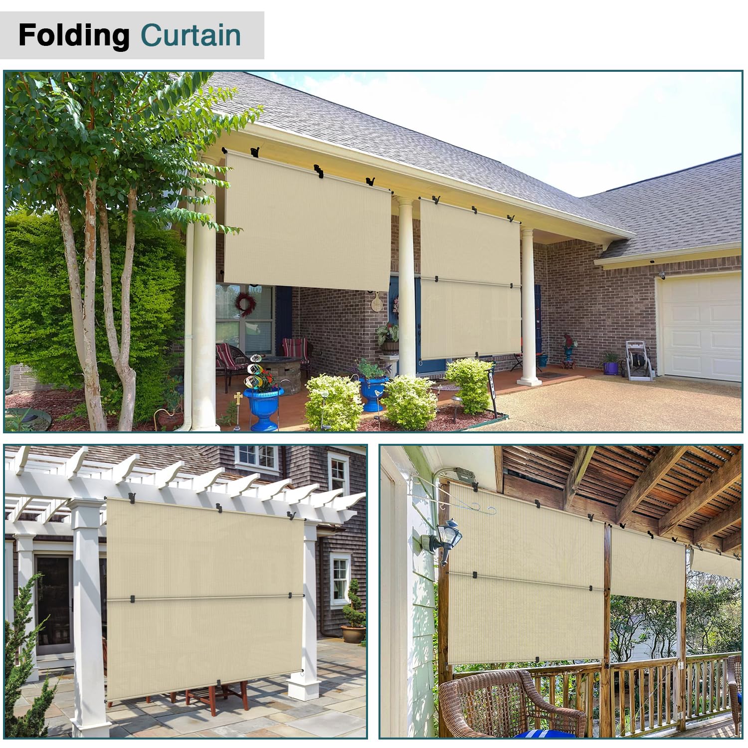 Snapklik.com : ECOOPTS 6W X 6L Outdoor Folding Shade, Cordless Fold ...