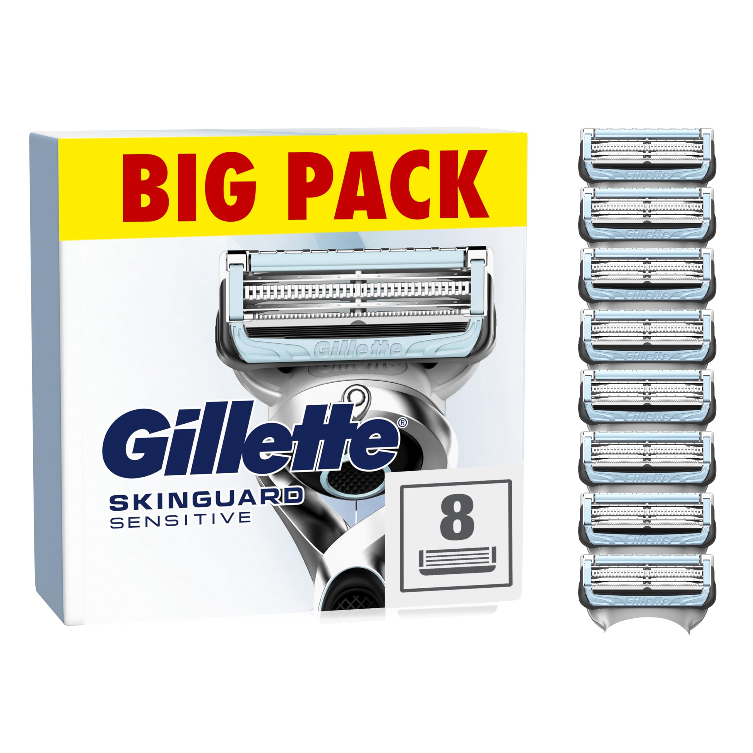Gillette SkinGuard Sensitive Razor Blades Men, Pack of 8 Razor Blade ...