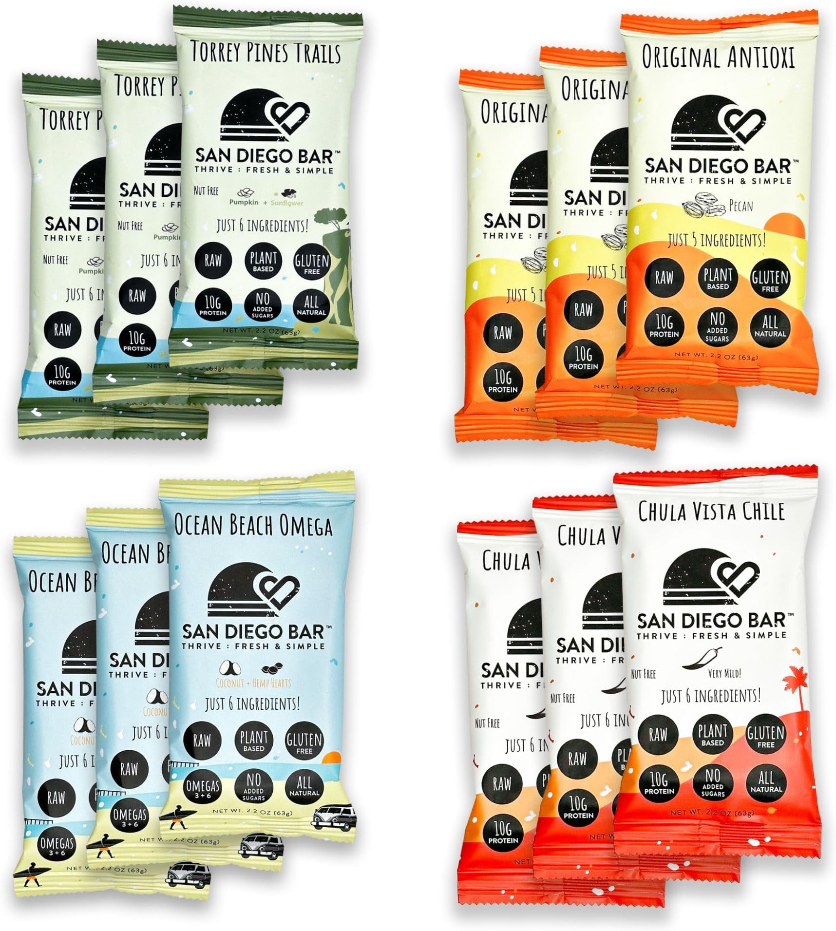 Amazon.com : San Diego Bar | Raw, Vegan, Gluten & Soy Free Nutrition ...