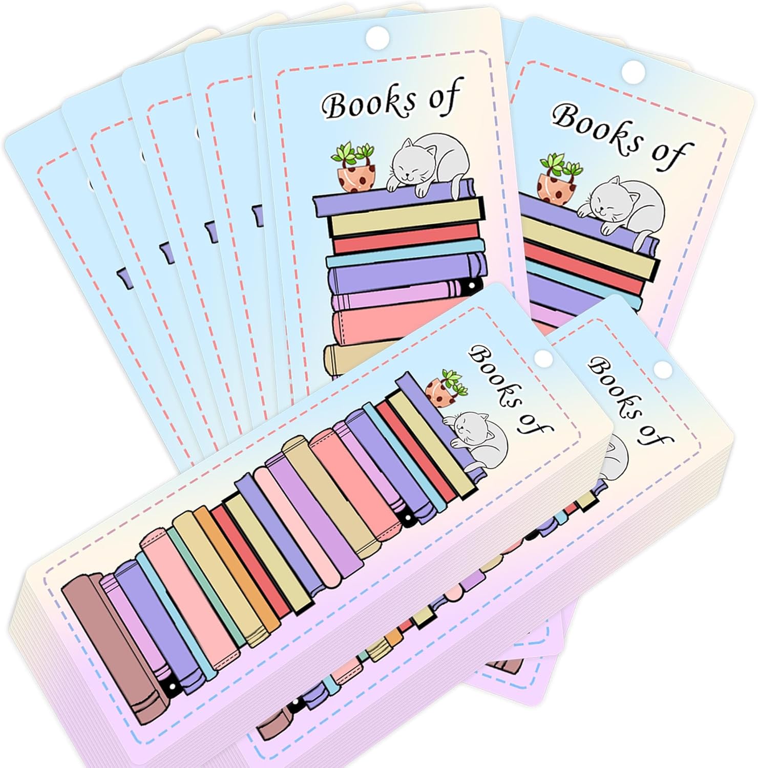 Amazon.com: Book Tracker Bookmarks Stacked Books Design Double-Sided ...