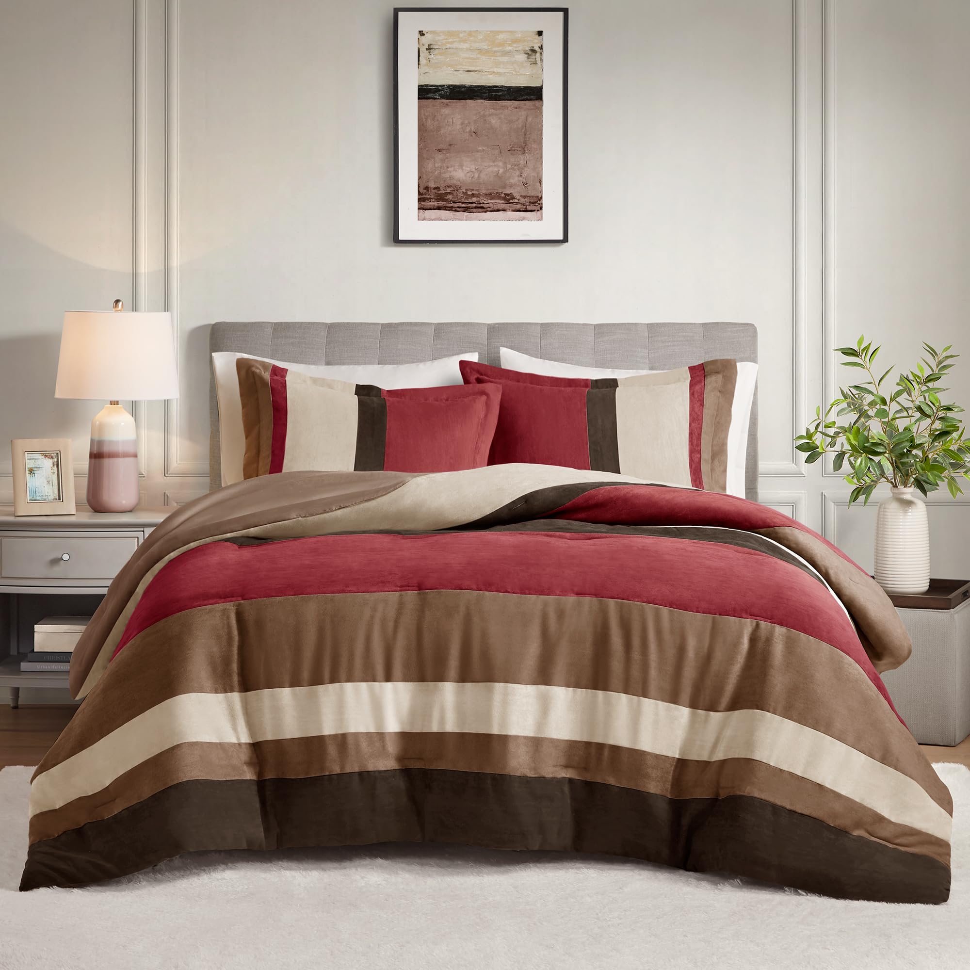 Amazon.com: Comfort Spaces Queen Comforter Set, 3 Piece Luxe Microsuede ...