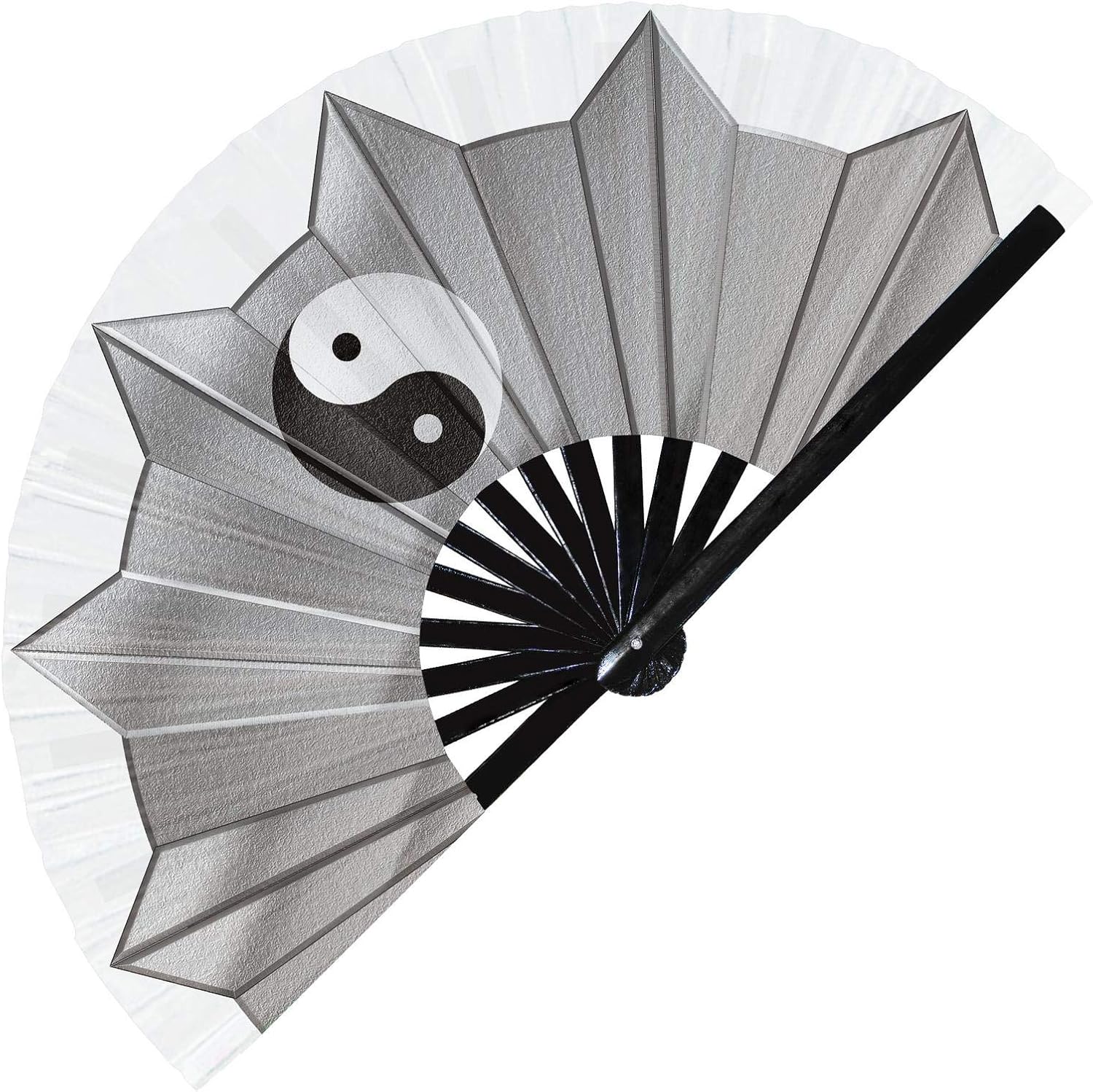 Amazon.com: Hypnotiq Ying Yang Hand Fan Mimi Costume Fans Large Folding ...
