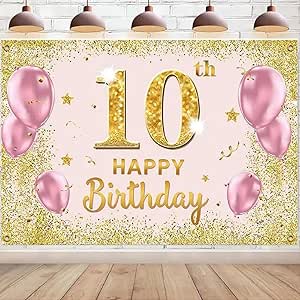 Amazon.com : Happy 10th Birthday Backdrop Print Wall Decorations Backdrop Party Background Ten ...