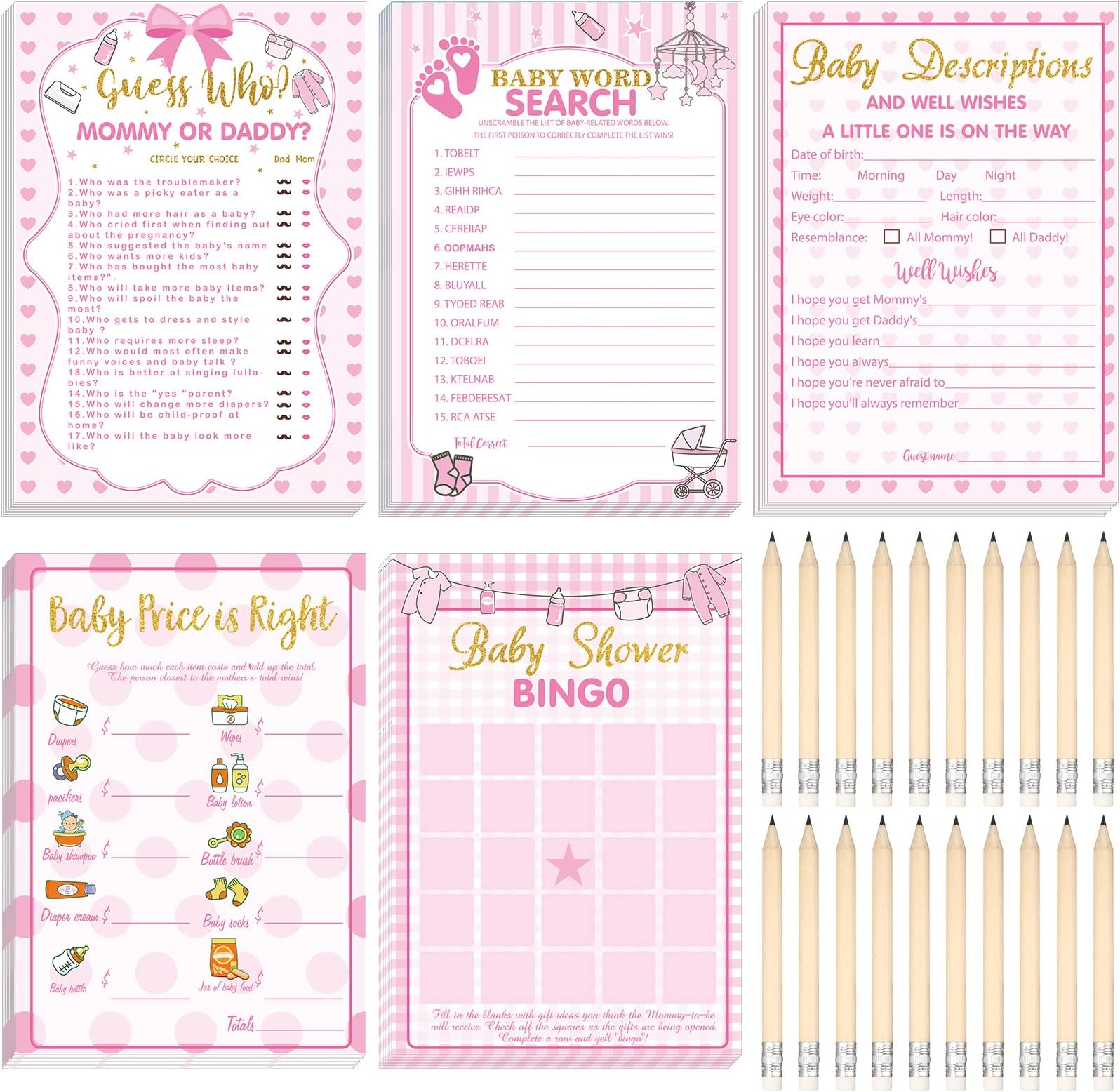Amazon.com: RokAPary Baby Shower Emoji Pictionary Game, Pink for Girl ...